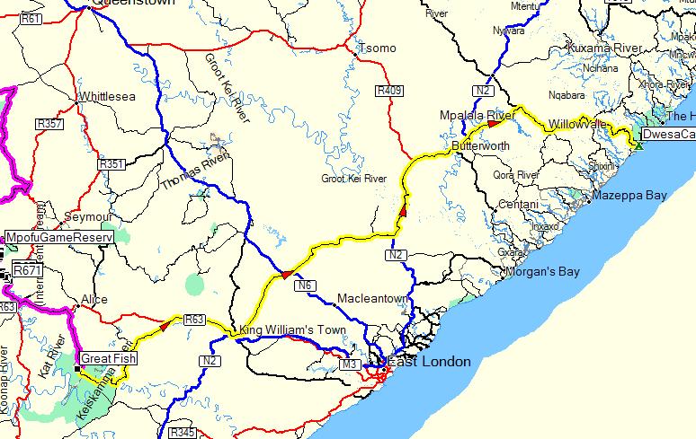 Great Fish River to Dwesa Nature Reserve. Camping and accommodation.